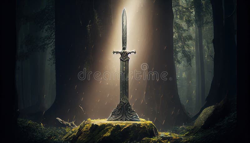 Sword in a stone stock illustration. Illustration of weapon - 276559920