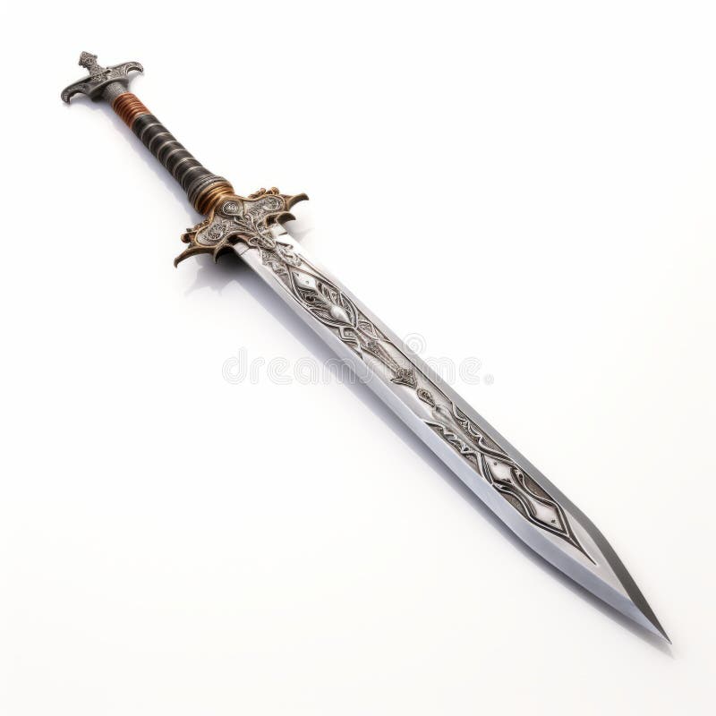 3d Excalibur Sword: a Dark Fantasy Masterpiece on White Background ...