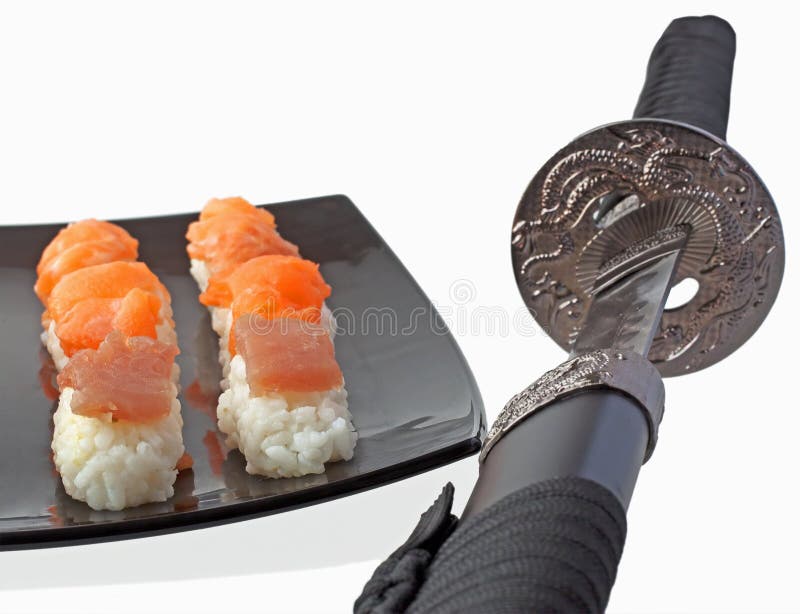 Katana and sushi stock image. Image of healthy, gourmet - 16817183