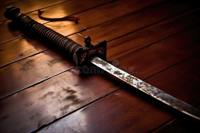 A sword on a table stock illustration. Illustration of knife - 289902156