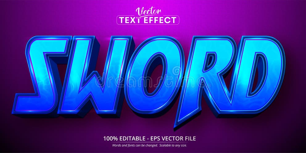 Sword Text, Cartoon Style Editable Text Effect Stock Vector ...