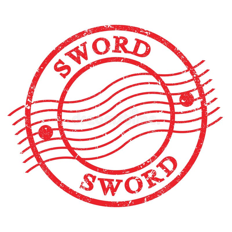 SWORD, Text Written on Red Postal Stamp Stock Illustration ...