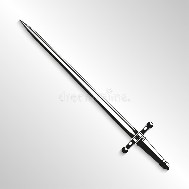 Sword. Vector Illustration. Black and White View. Stock Vector ...