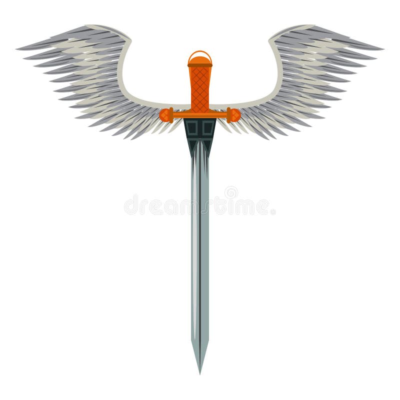 Vector Illustration Sword With Wings And King Stock Vector ...