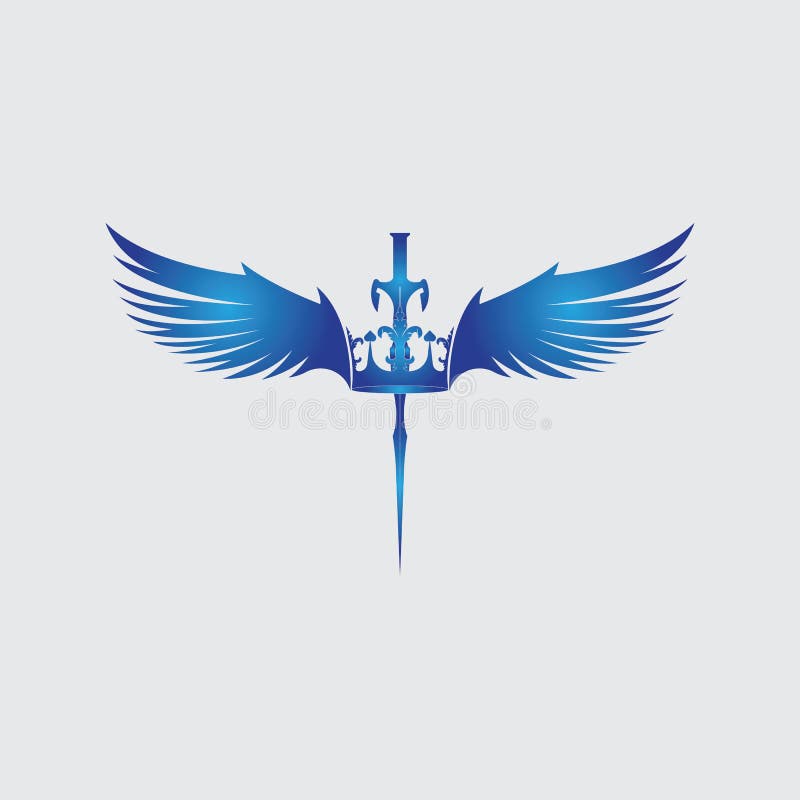 Sword with Wings. Golden Sword Symbol on Black Background Stock Vector ...