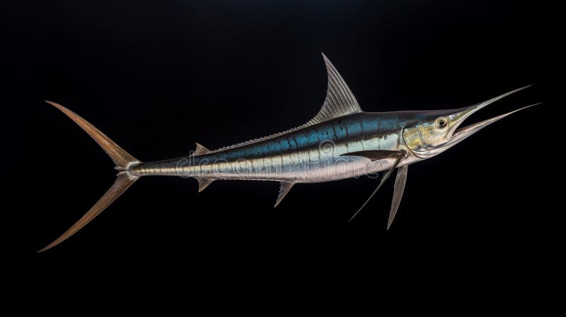 Swordfish on Black Background, Isolated. Generative AI Stock Image ...