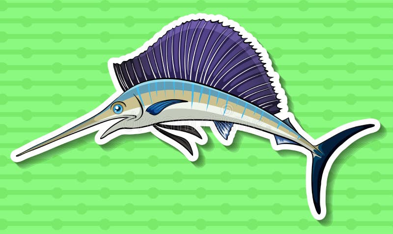 Swordfish Shadow Animal Icon Silhouettes Isolated on Dark Black ...