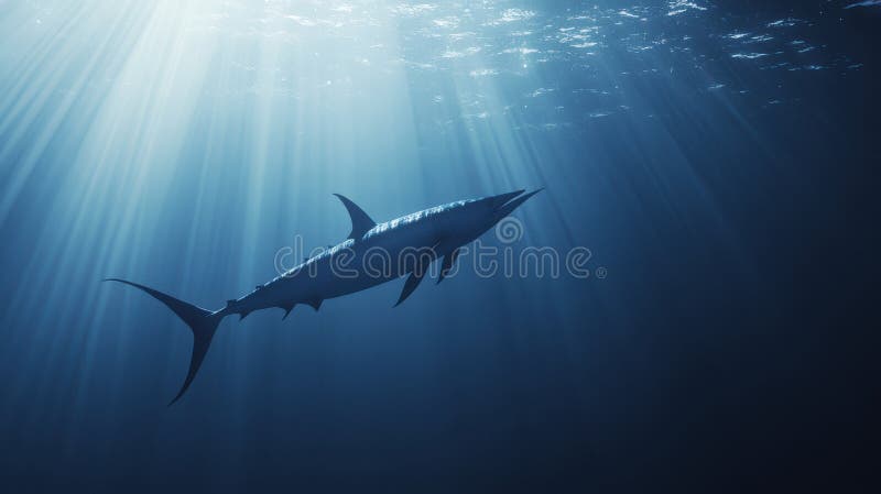 Swordfish Gliding through Deep Sea with Heavy Metal Pollution Stock ...