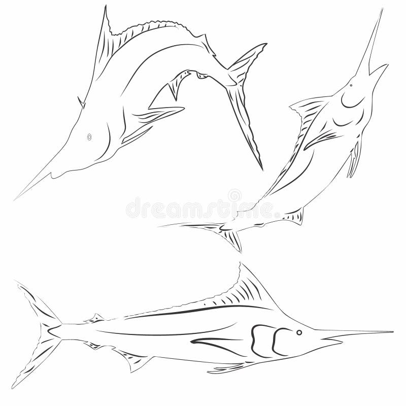 Set of Swordfish Silhouette Vector Art Stock Vector - Illustration of ...