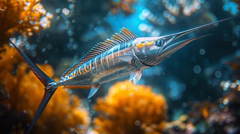 Swordfish in Underwater Environment - Generative Ai Stock Illustration ...