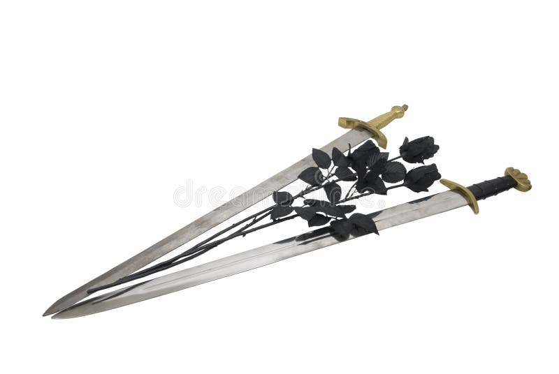 Swords and black roses stock photo. Image of black, worn - 9811918
