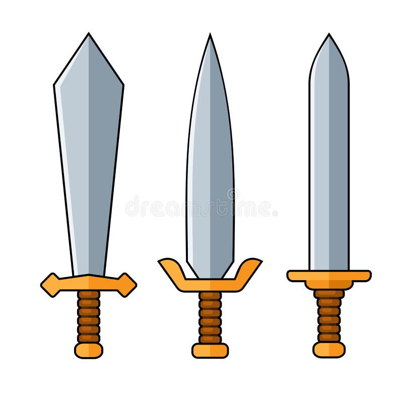 Swords. Cartoon Style Set on White Background Stock Vector ...