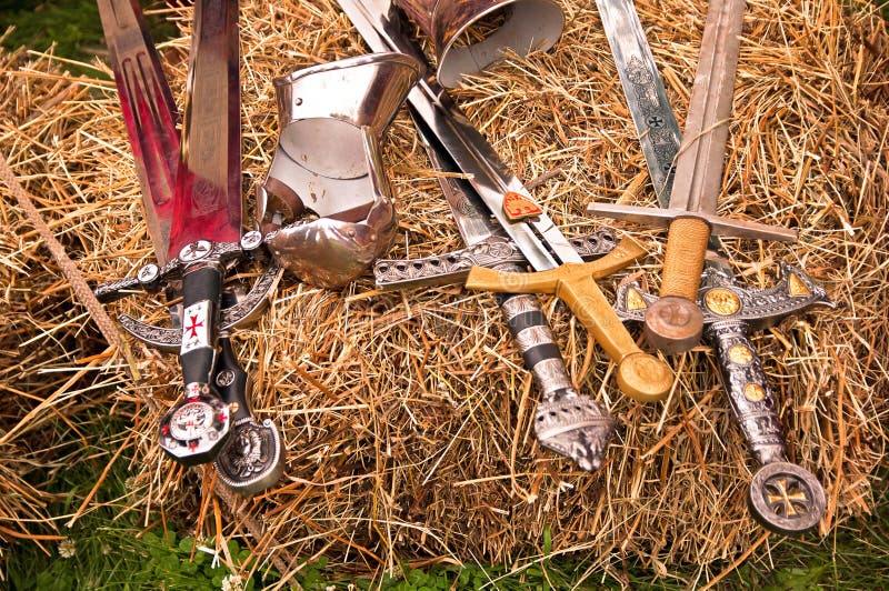 Swords stock image. Image of cover, objects, grass, ancient - 31799635