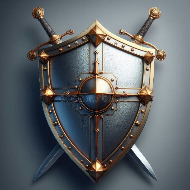 Swords Hidden Behind a Shield. Stock Photo - Image of sharp, emblem ...