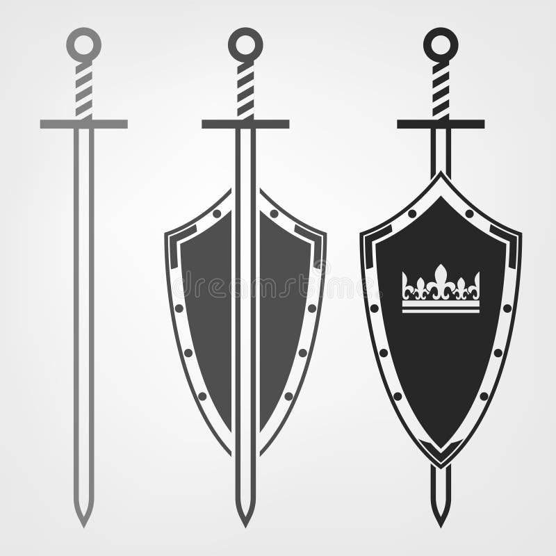 Swords and shield stock vector. Illustration of isolated - 104386883