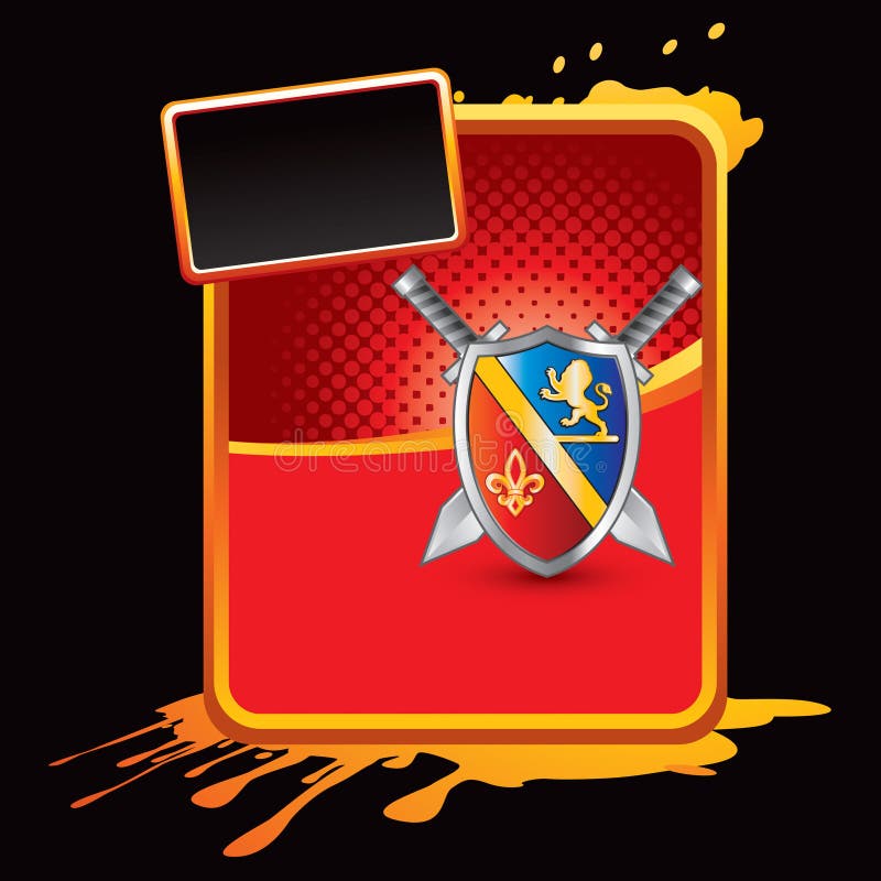 Swords and Shield on Orange Splattered Banner Ad Stock Vector ...