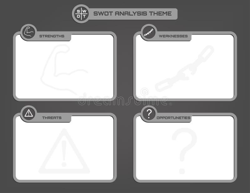 Prints Digital Prints Grey Simple Black White Printable SWOT Analysis ...