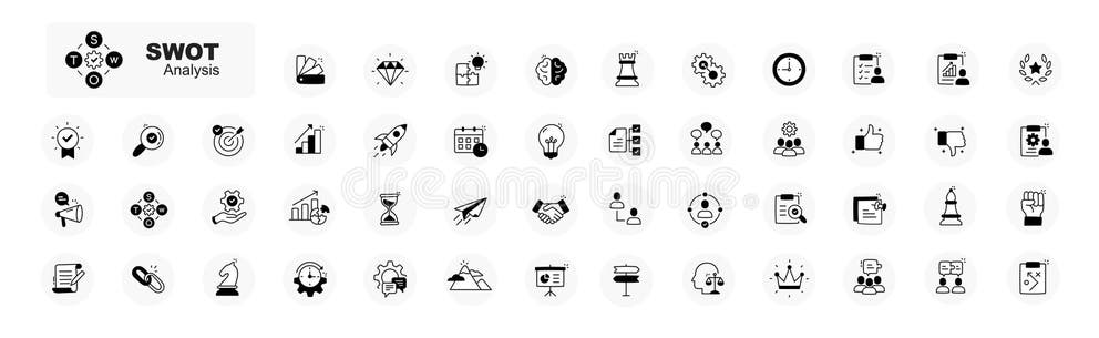 SWOT Analysis Icons. Vector Editable Stroke Icons. Stock Illustration ...
