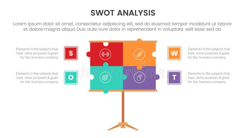 Swot Analysis Concept Infographic Template Banner with Puzzle Jigsaw ...