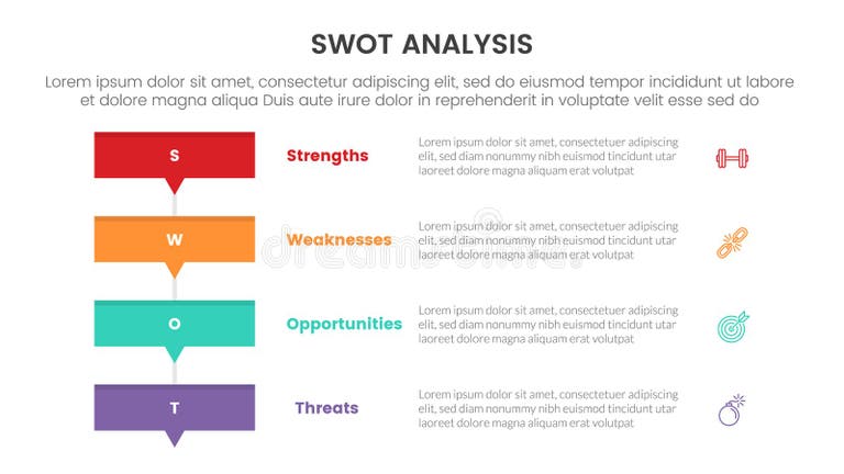 Swot Analysis Concept Infographic Template Banner with Rectangle Box ...