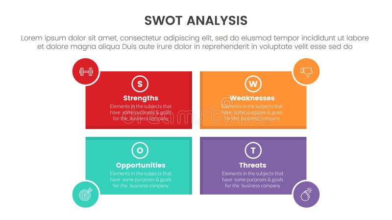Swot Analysis Concept with Circle and Icon Combination for Infographic ...