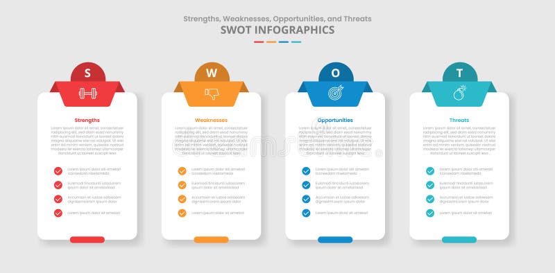 SWOT Analysis for Infographic with Drop Shadow Style with Box Table ...