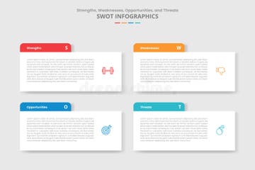 SWOT Analysis for Infographic with Drop Shadow Style with Rectangle Box with Round Header Badge ...