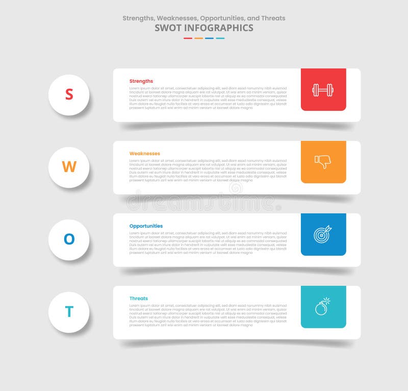 SWOT Analysis for Infographic with Drop Shadow Style with Round ...