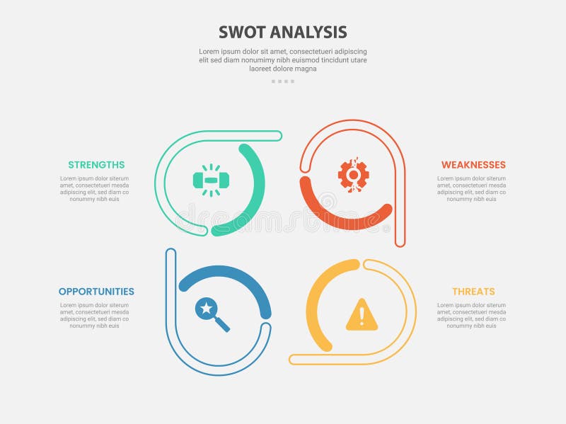 SWOT Analysis Infographic Outline Style with 4 Point Template with ...