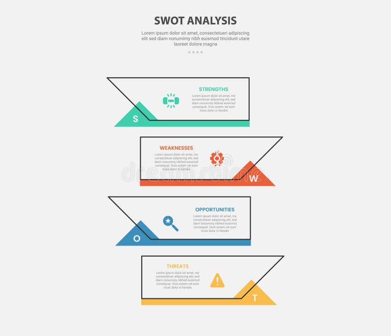 SWOT Analysis Infographic Outline Style with 4 Point Template with Creative Rectangle Box with ...
