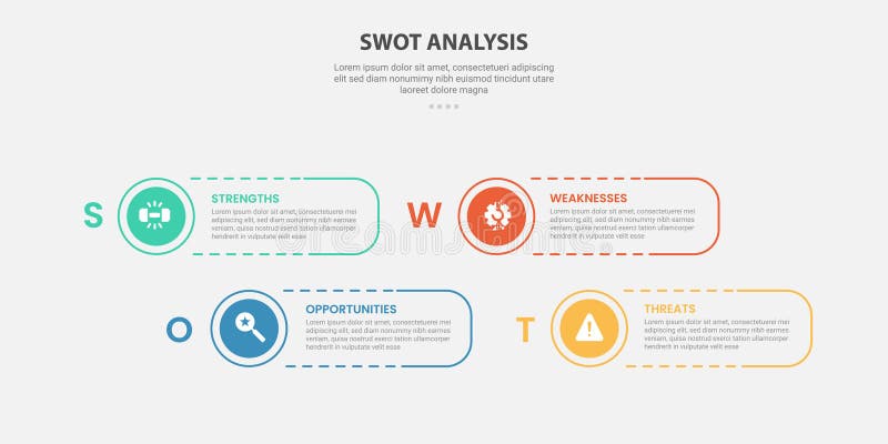 SWOT Analysis Infographic Outline Style with 4 Point Template with ...