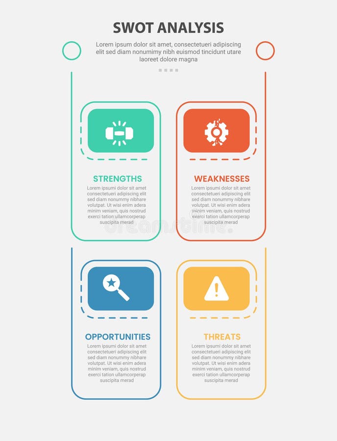 SWOT Analysis Infographic Outline Style with 4 Point Template with ...