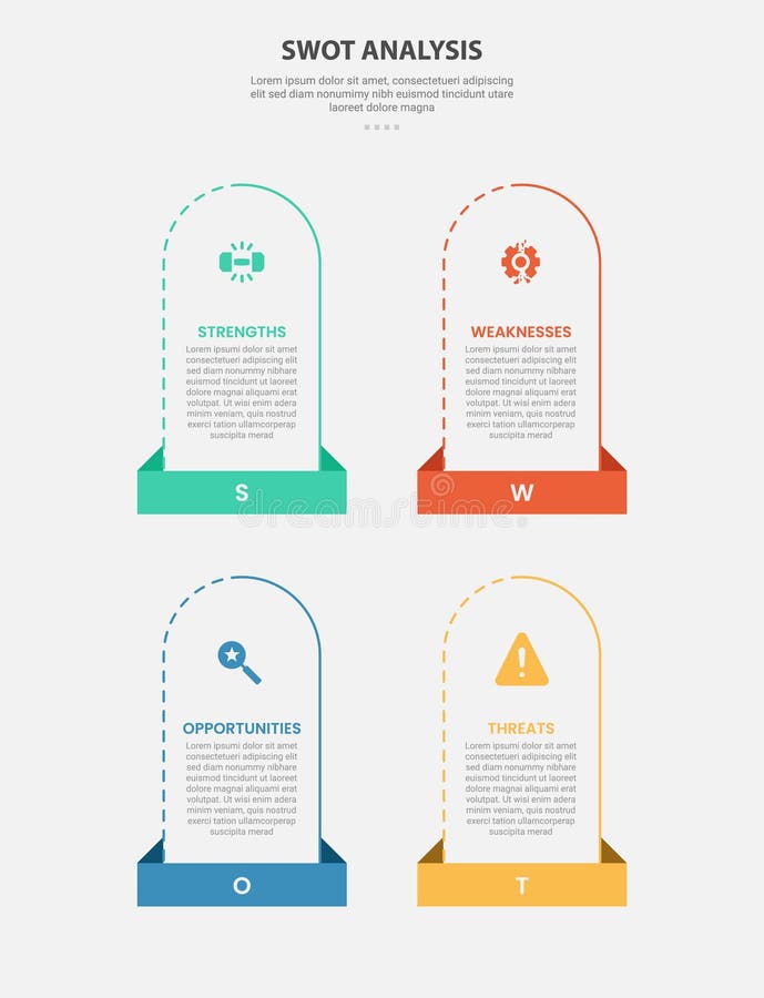 SWOT Analysis Infographic Outline Style with 4 Point Template with ...