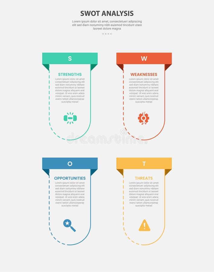 SWOT Analysis Infographic Outline Style with 4 Point Template with ...