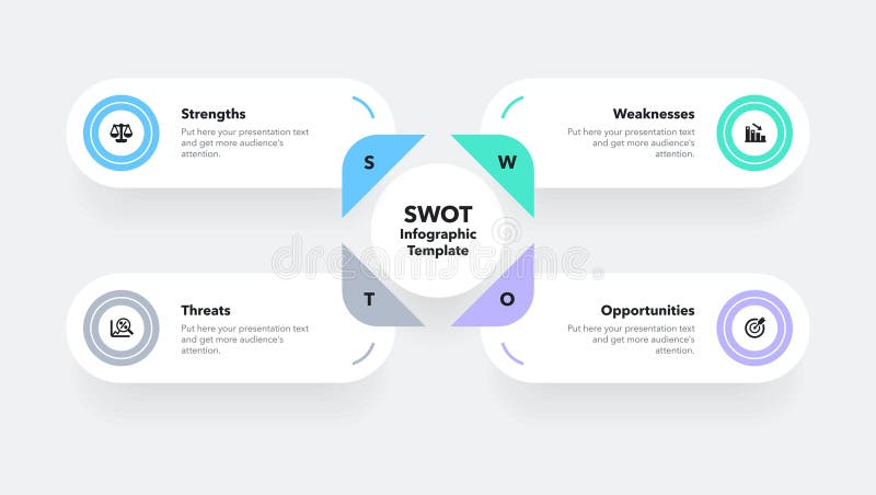 SWOT Diagram Template with Four Colorful Choices Stock Vector ...
