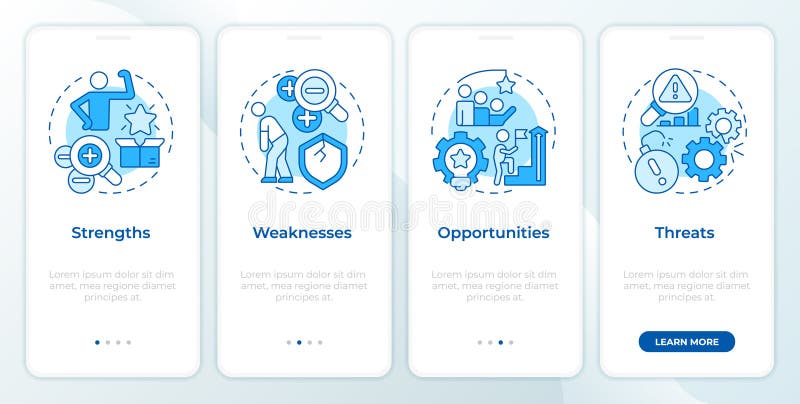 SWOT Strategy Blue Onboardingmobile App Screen Stock Illustration ...