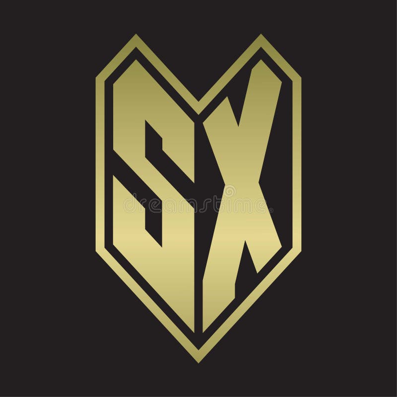 SX Logo Monogram with Emblem Line Style Isolated on Gold Colors Stock ...