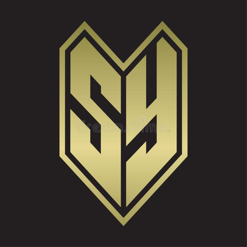 SY Logo Monogram with Emblem Line Style Isolated on Gold Colors Stock ...