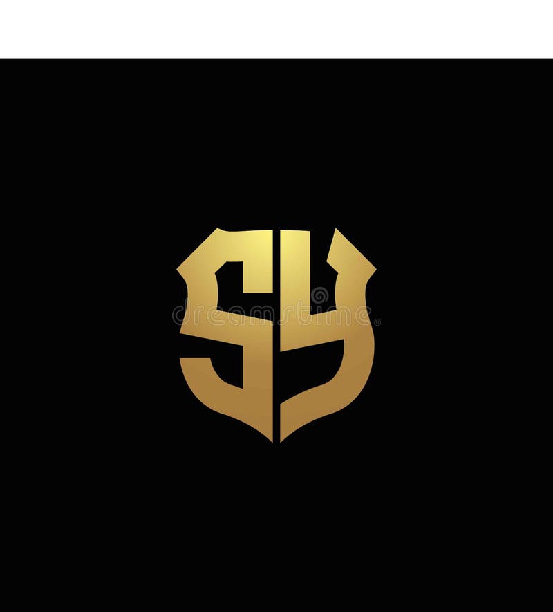 SY Logo Monogram with Gold Colors and Shield Shape Design Template ...