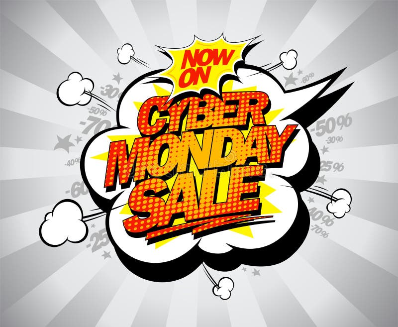 Syber Monday Sale Vector Banner Mockup, Comic Style Sale Web Banner ...