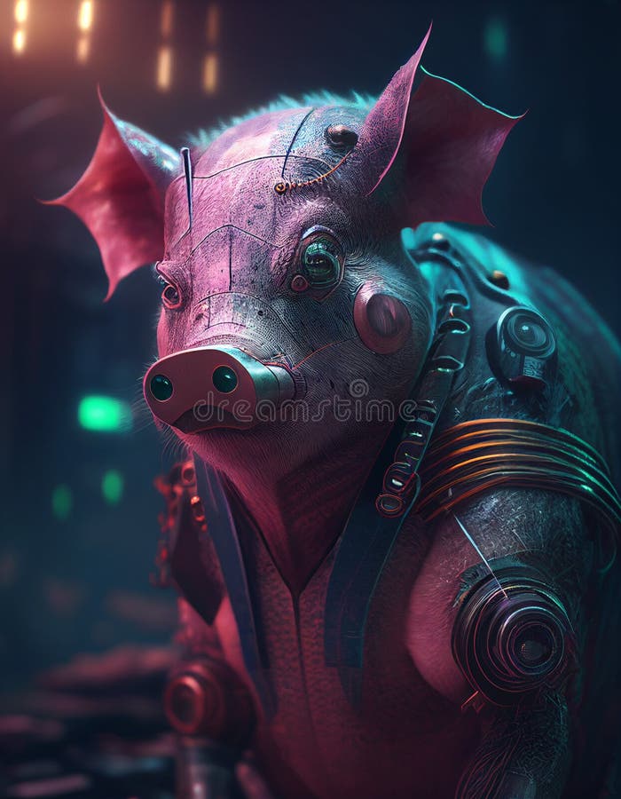 Syberpunk Pig Wearing Robotic Accessories Realistic Generated with AI ...