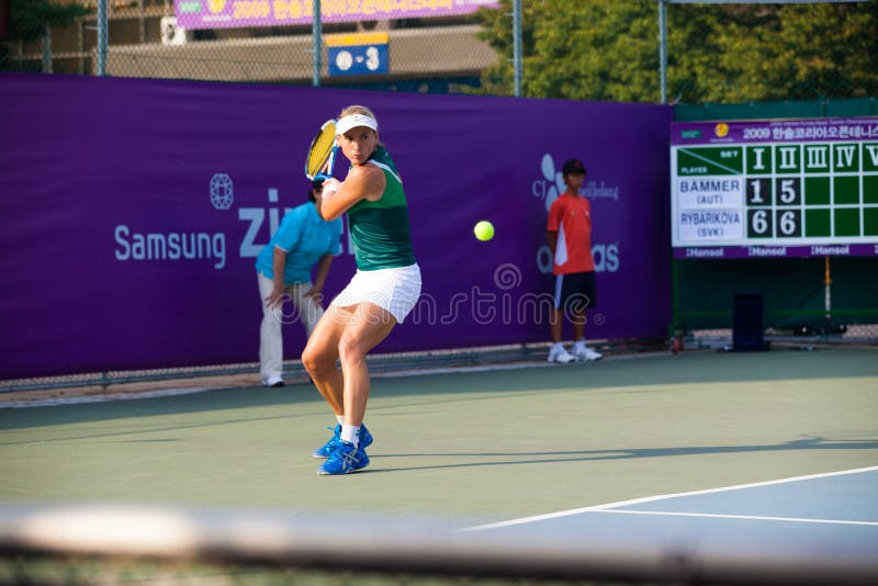 Sybille Bammer Backhand Return Editorial Photo - Image of female ...