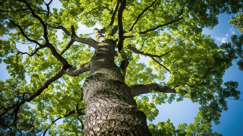 Sycamore Tree, Low Angle View. Blue Sky Background Stock Image - Image ...