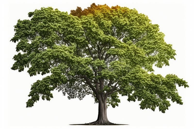 Sycamore Tree on a White Background. Generative AI Stock Illustration ...