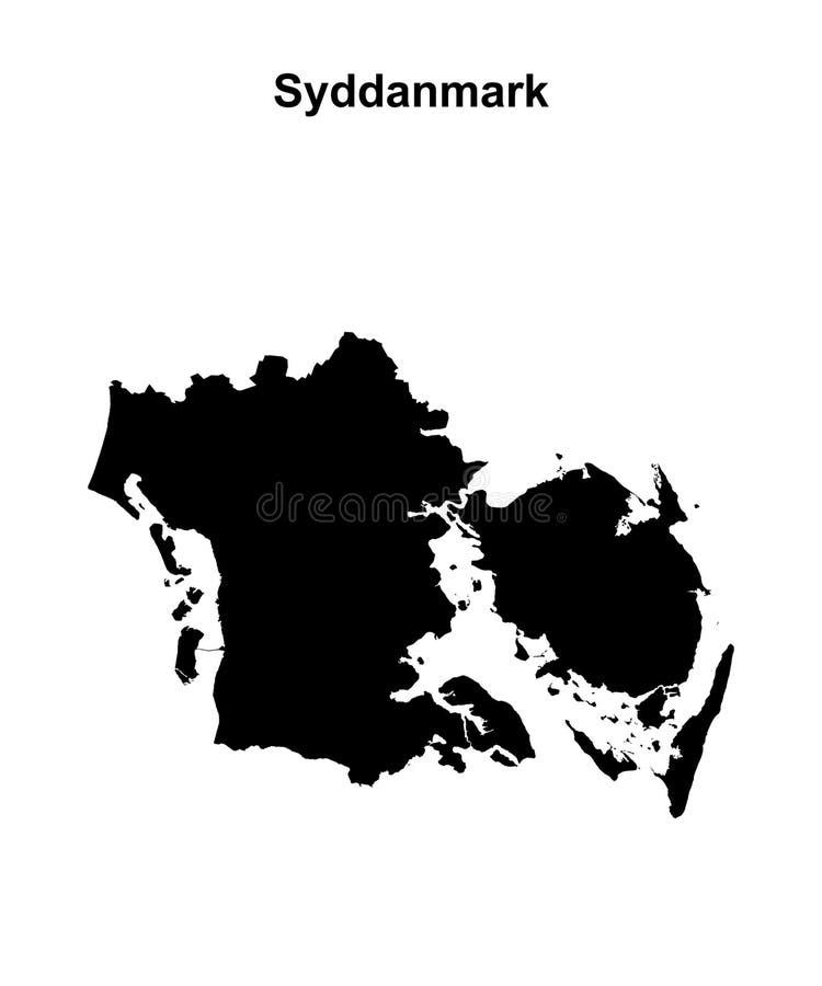 Syddanmark outline map stock vector. Illustration of shape - 360358149