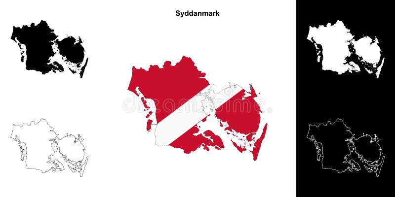 Syddanmark outline map stock vector. Illustration of silhouette - 334690136