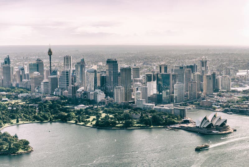 Sydney Aerial Skyline, Harbour Area Editorial Stock Image - Image of ...