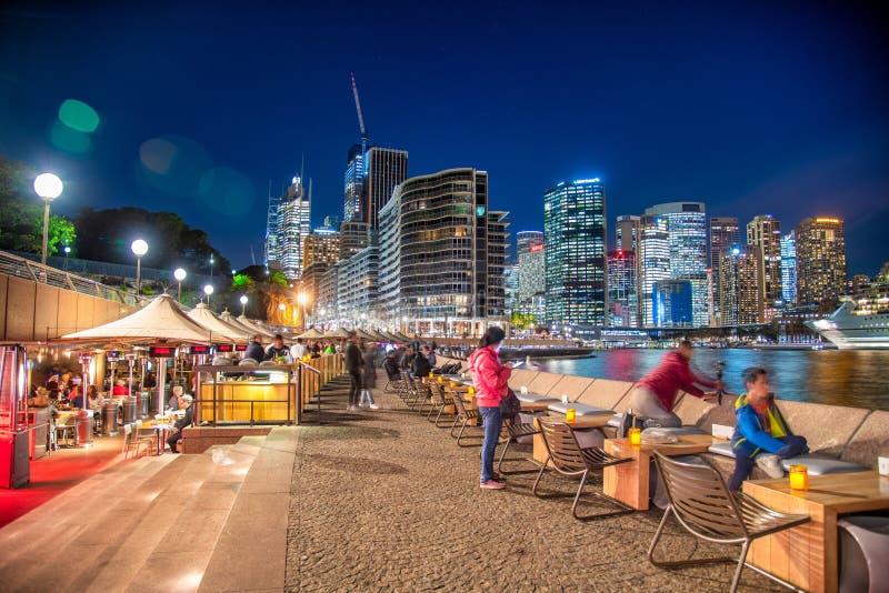 SYDNEY - AUGUST 2018: City Skyline at Night from Circular Quay ...