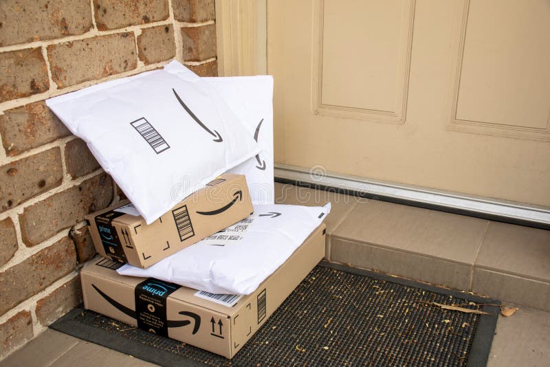 Amazon Prime Big Huge Box Delivered To a Front Door of Residential ...