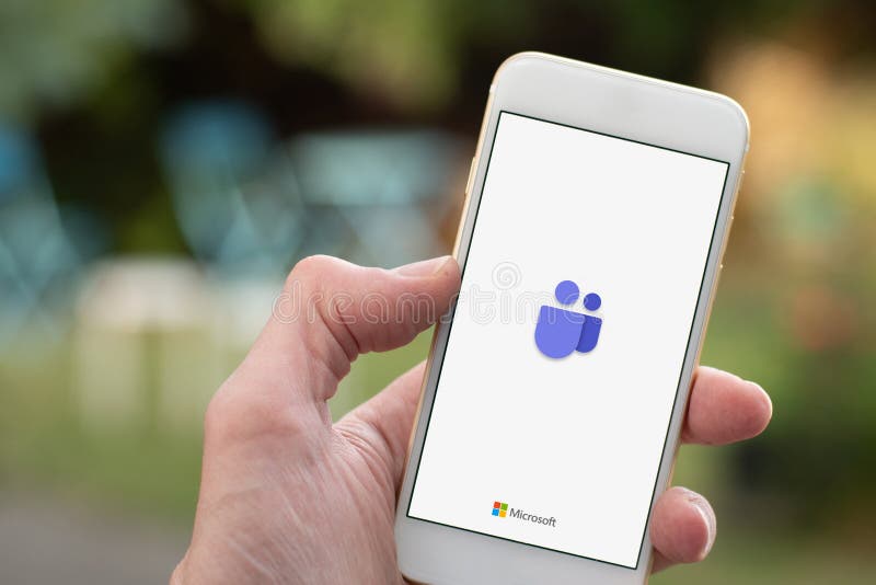 Hands Holding Smartphone with Microsoft Team App Editorial Stock Photo ...